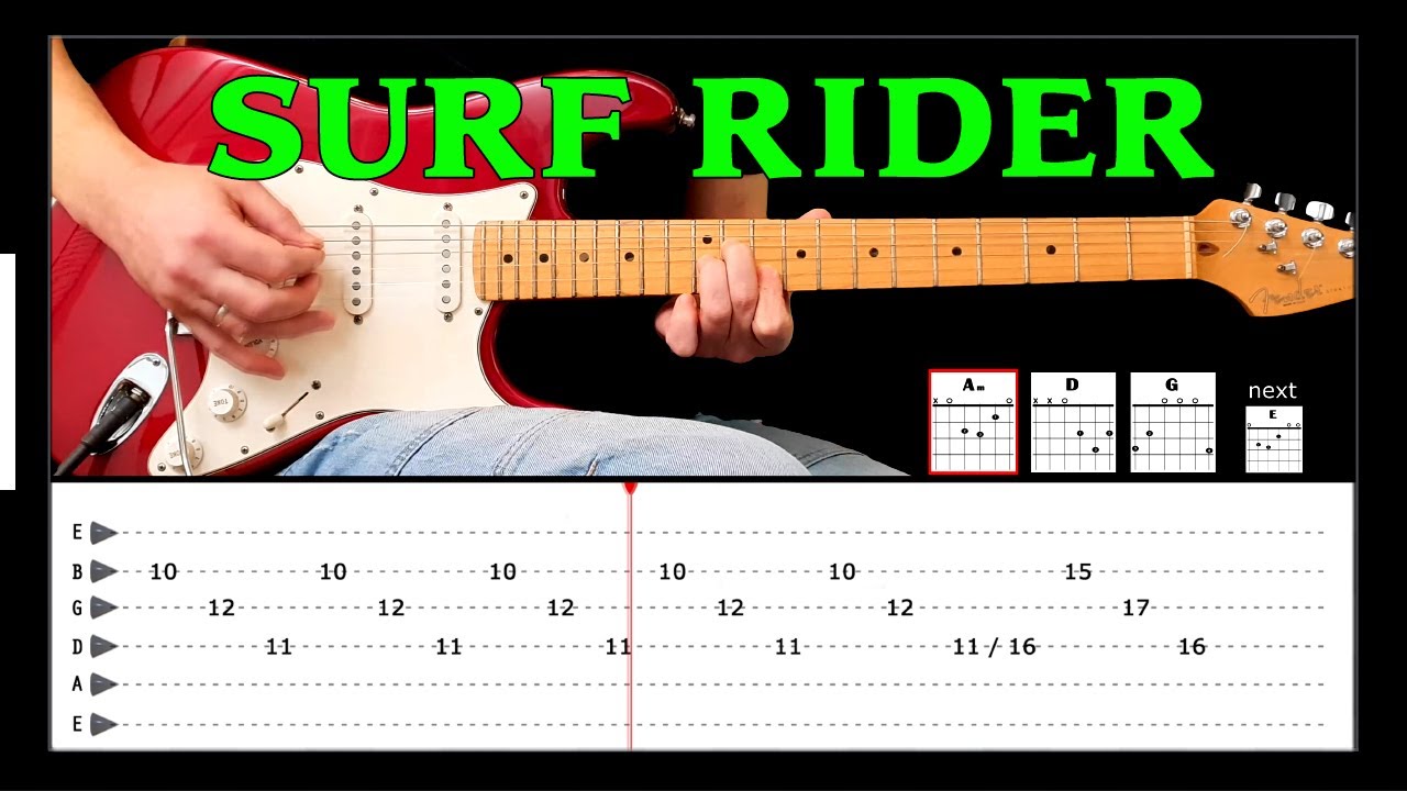 SURF RIDER - Guitar lesson with tabs - The Lively Ones - YouTube