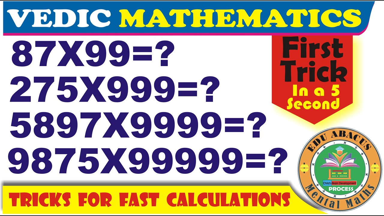 Vedic Math 99//Master the Art of Multiplication - Multiply Any Number ...