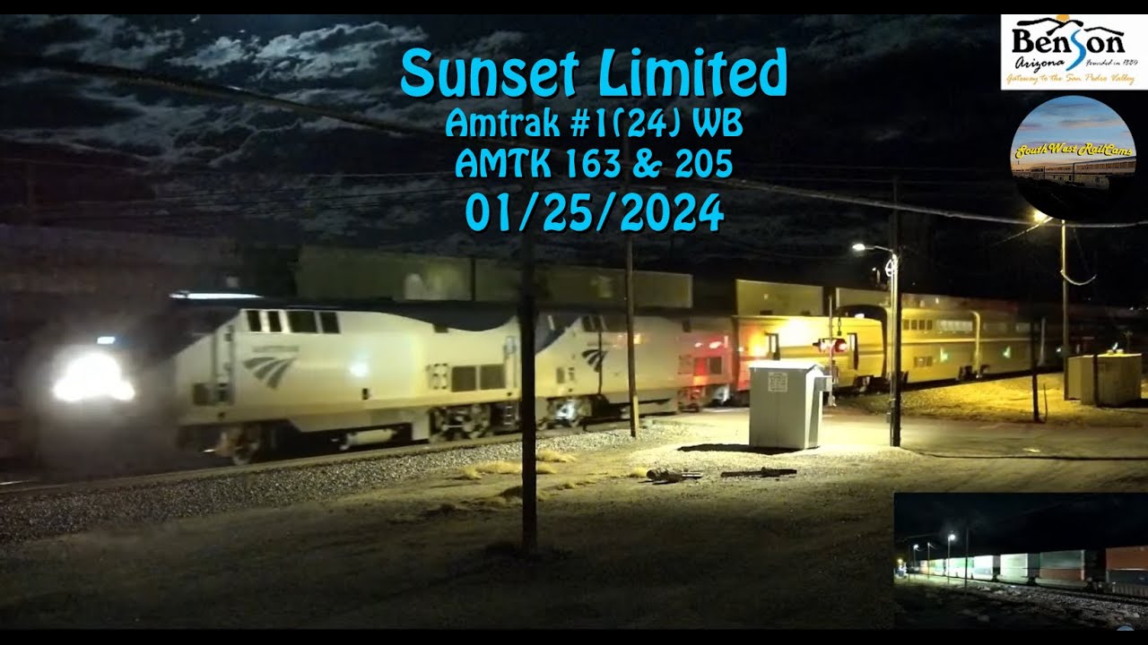 Amtrak #1 (24) Sunset Limited (163-205 x 7) - 01/25/2024 - YouTube