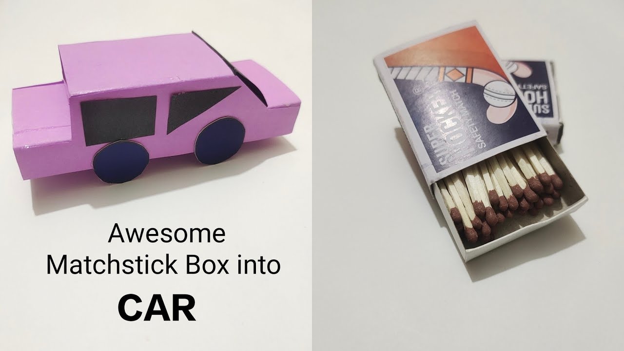 DIY matchstick box car | Matchstick box ideas | Easy paper crafts ...