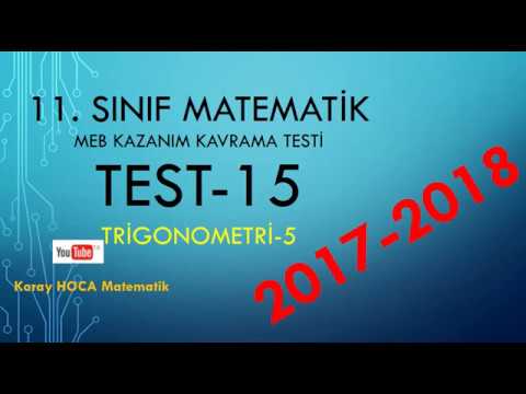 11. Sınıf Matematik MEB Kazanım Testi 15 TRİGONOMETRİ - 5 2017-2018