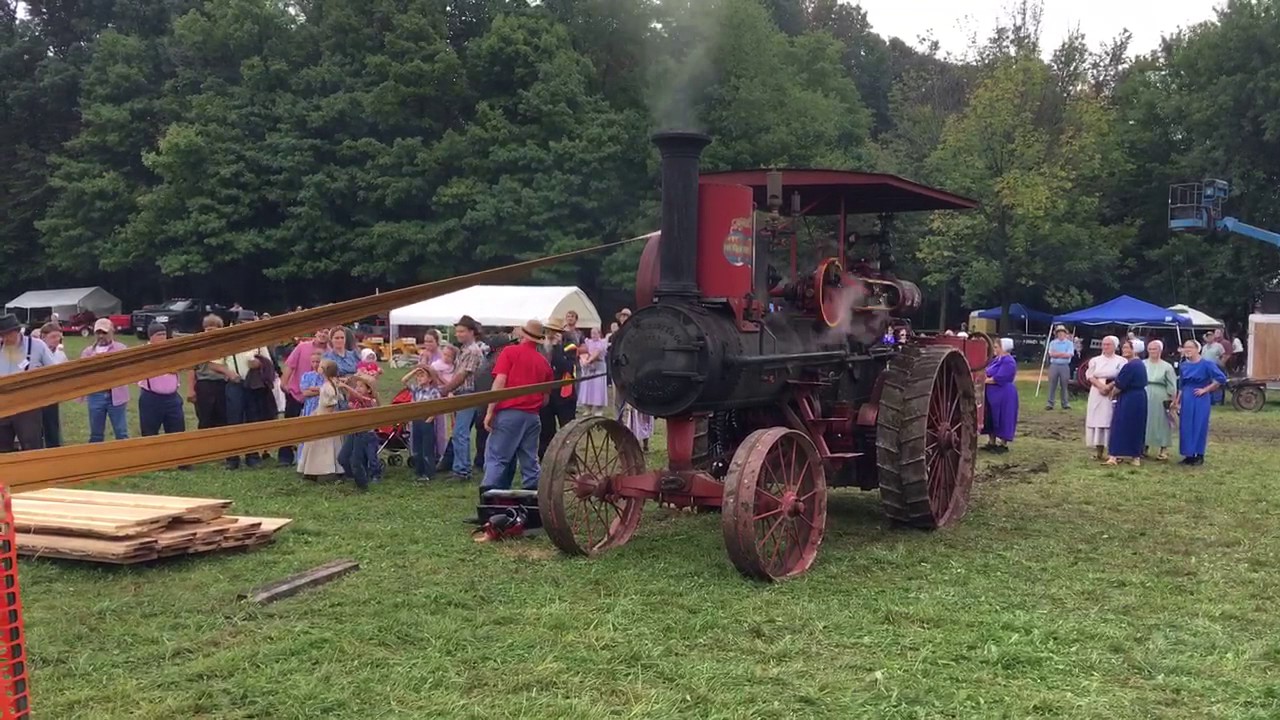 Amish belt driven saw mill - YouTube