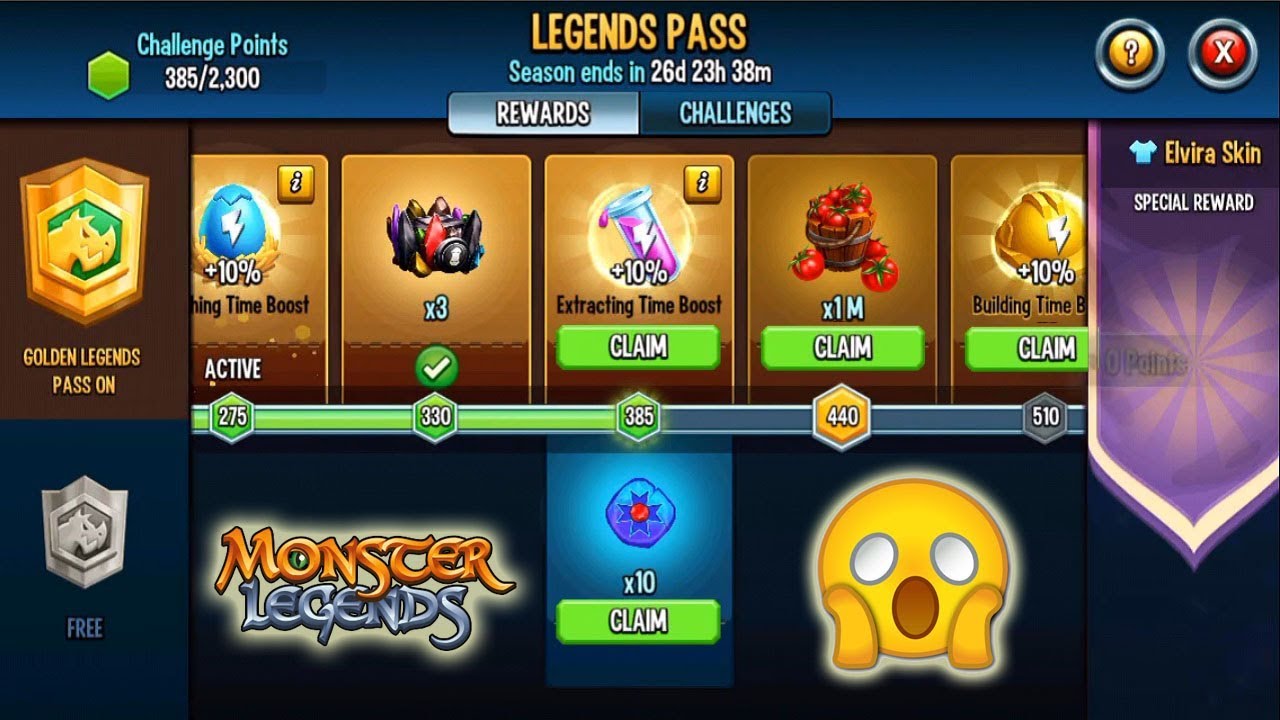 Monster Legends Golden Legend Pass review First Look Get Elvira Skin ...