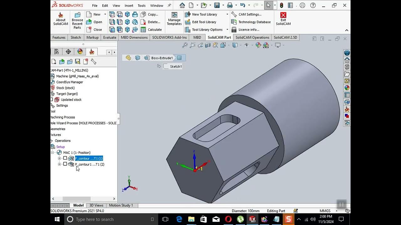 PROGRAMMING ON 4TH AXIS SOLIDCAM WITH CODE - YouTube