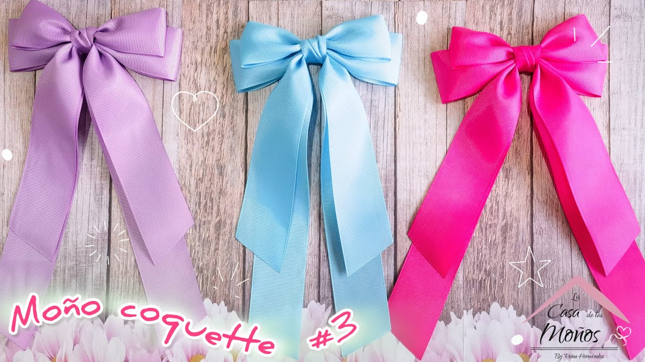 Moño coquette con listón // Moño coquette fácil y rápido con listón de ...