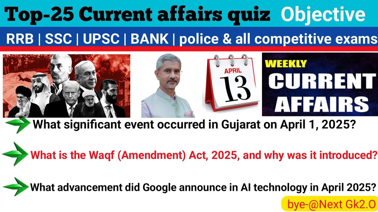 Top-20 Current affairs quiz || weekly Currentaffairs || Objective type ...