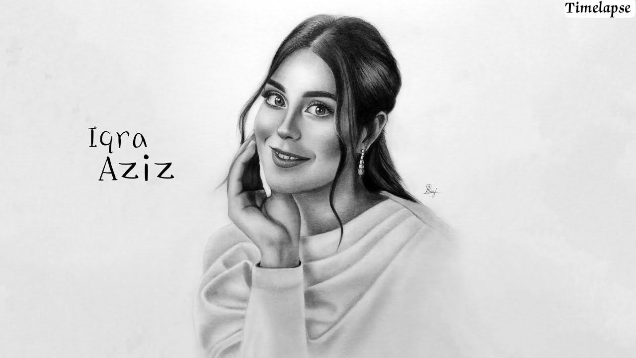 Drawing Iqra Aziz | time lapse | Realistic pencil sketch | how to draw ...