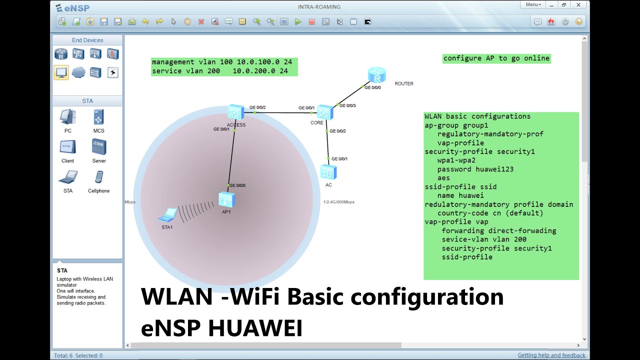 WLAN WiFi Basic Configuration (eNSP) Huawei - YouTube