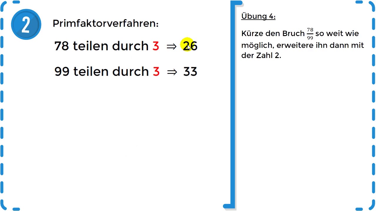 Bruchrechnung - Brüche kürzen und erweitern - Übung 4 | *NEUES KONZEPT ...