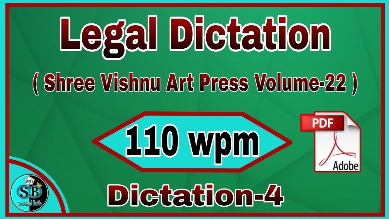 Legal dictation 110 wpm Exercise-4 Volume-22 ll Legal court dictation ...