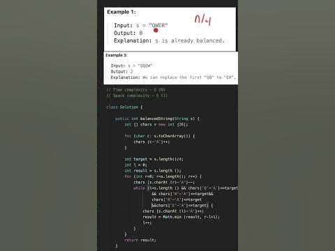 1 Minute LeetCode - 1234. Replace the Substring for Balanced String - YouTube