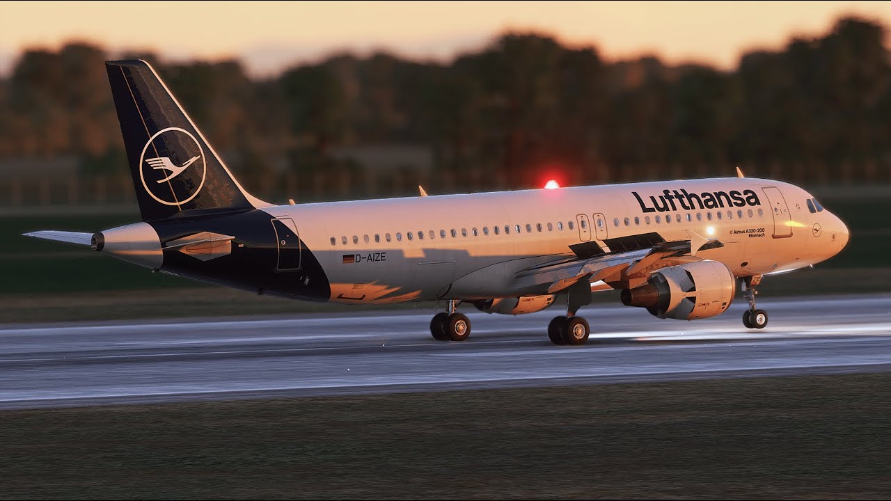 Stunning A320 sunset landing into Munich - YouTube