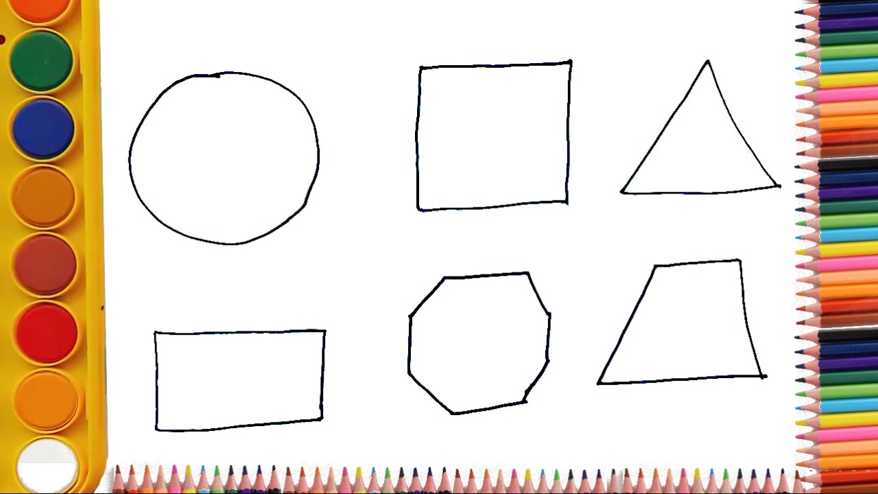 How to draw a circle, square step by step, coloring pasges shapes ...