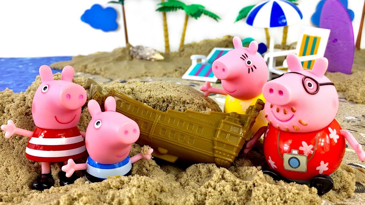 PEPPA WUTZ UND IHRE FAMILIE FAHREN AM STRAND UND SIE ZEICHNEN DIE ...