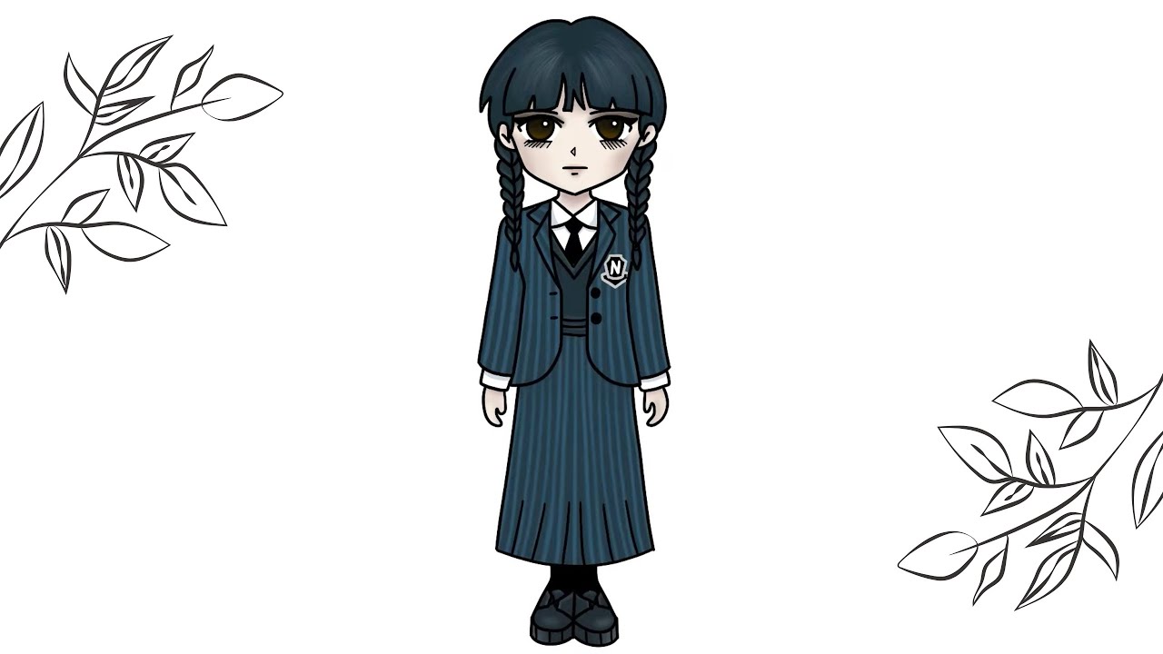Drawing Wednesday Addams | How to draw Wednesday Addams - YouTube