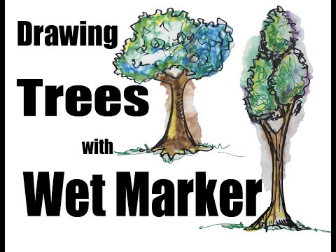 Drawing Trees with Wet Marker - TK - 6th Grade - Art Lesson - YouTube