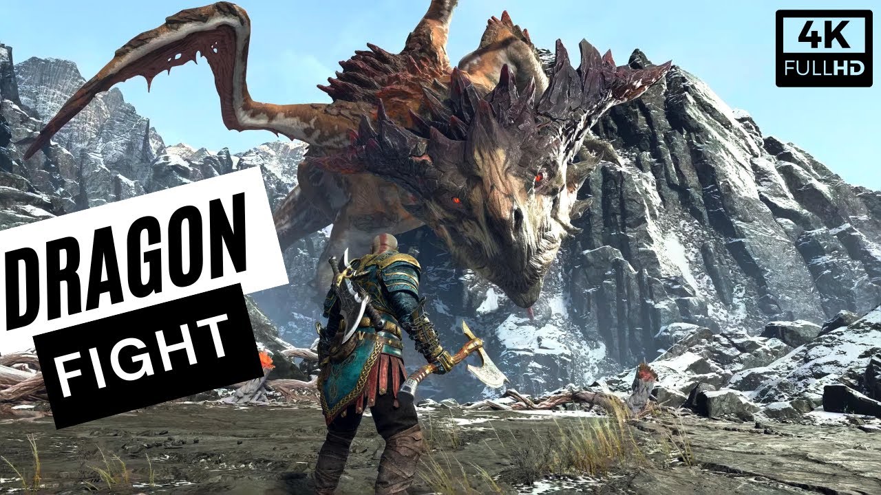 4k God of War - Hræzlyr Dragon Fight in the Heart of the Mountain - YouTube