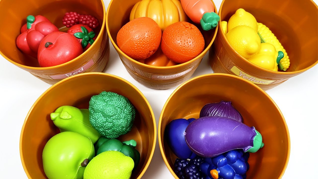 Learn the Colors with Fruits and Vegetables Matching Game - YouTube