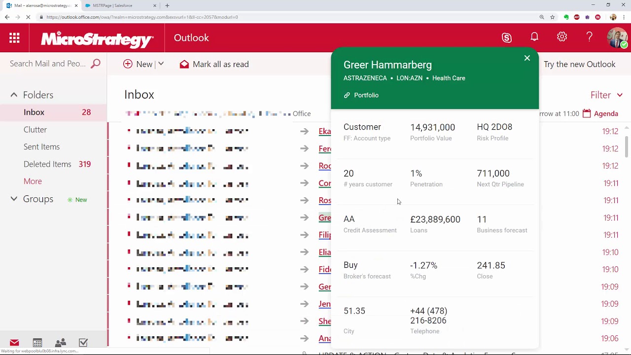 MicroStrategy HyperIntelligence integration with Outlook and Salesforce ...