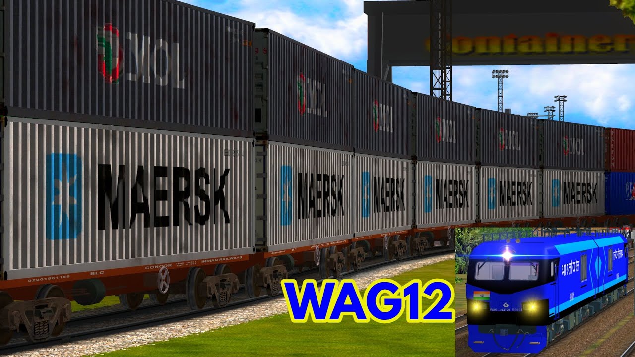 DOUBLE STACK CONTAINER FREIGHT TRAIN HAULED BY MOST POWERFUL WAG12 LOCO ...