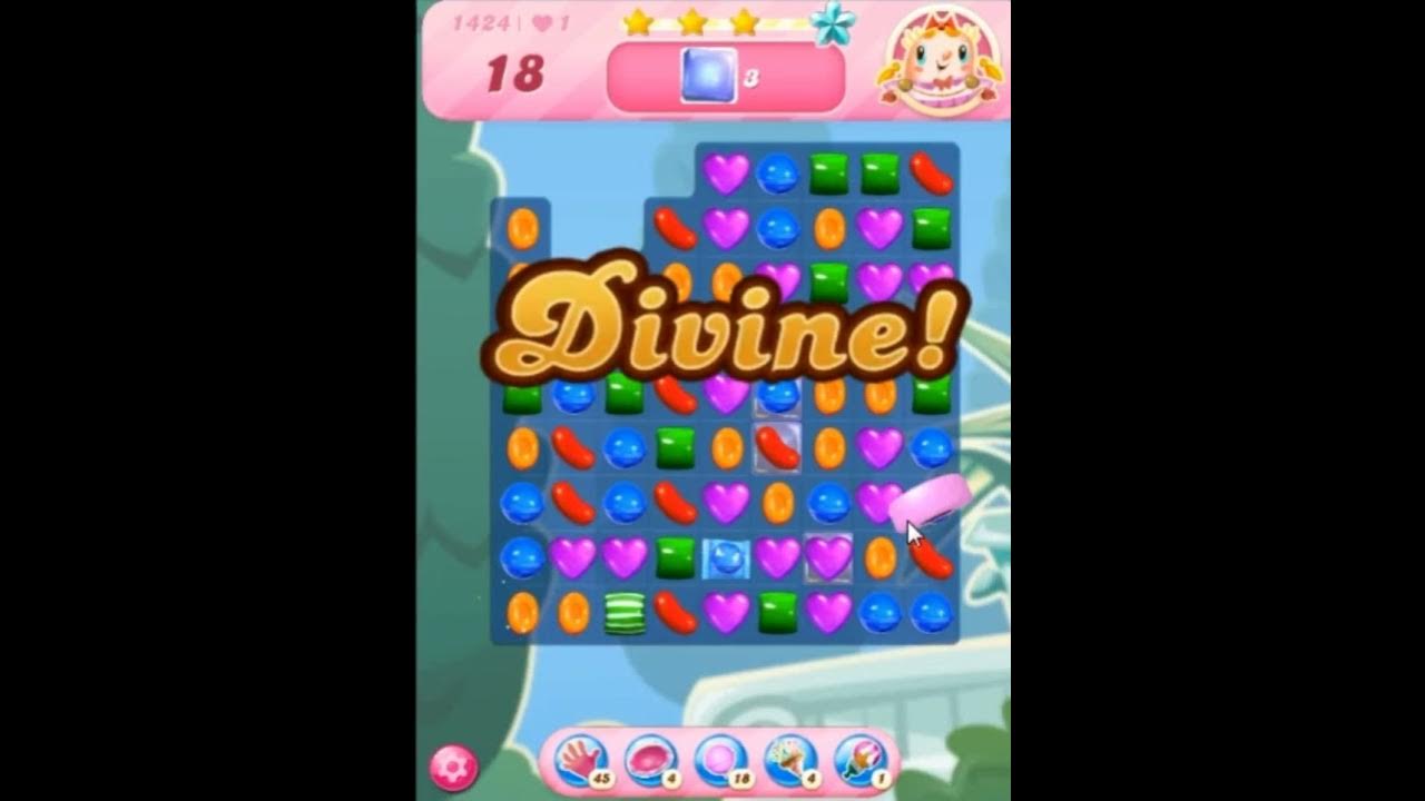 Candy Crush Saga Level 1424 - Sugar Stars, 3 Moves Completed - YouTube