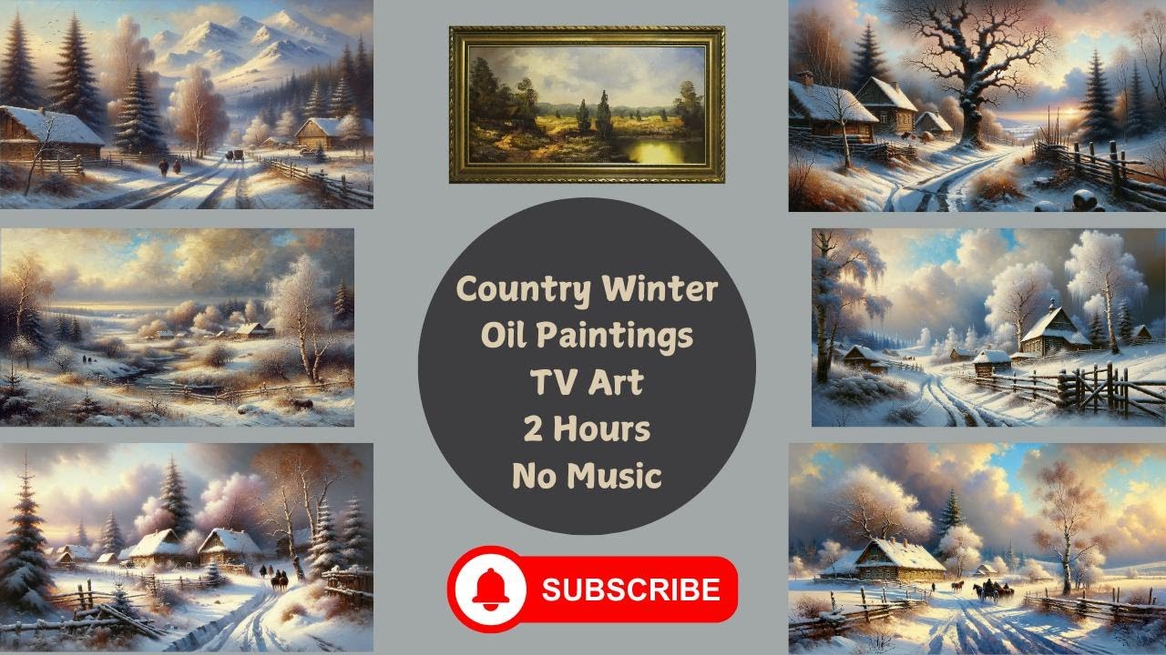 Cozy Winter Country Oil Paintings | TV Art | No Music - YouTube