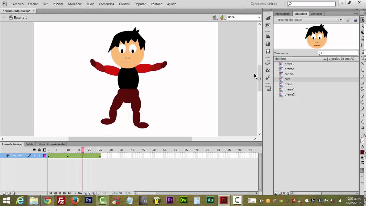 Animacion con Flash CS6 herramienta Hueso - archivo descargable - YouTube