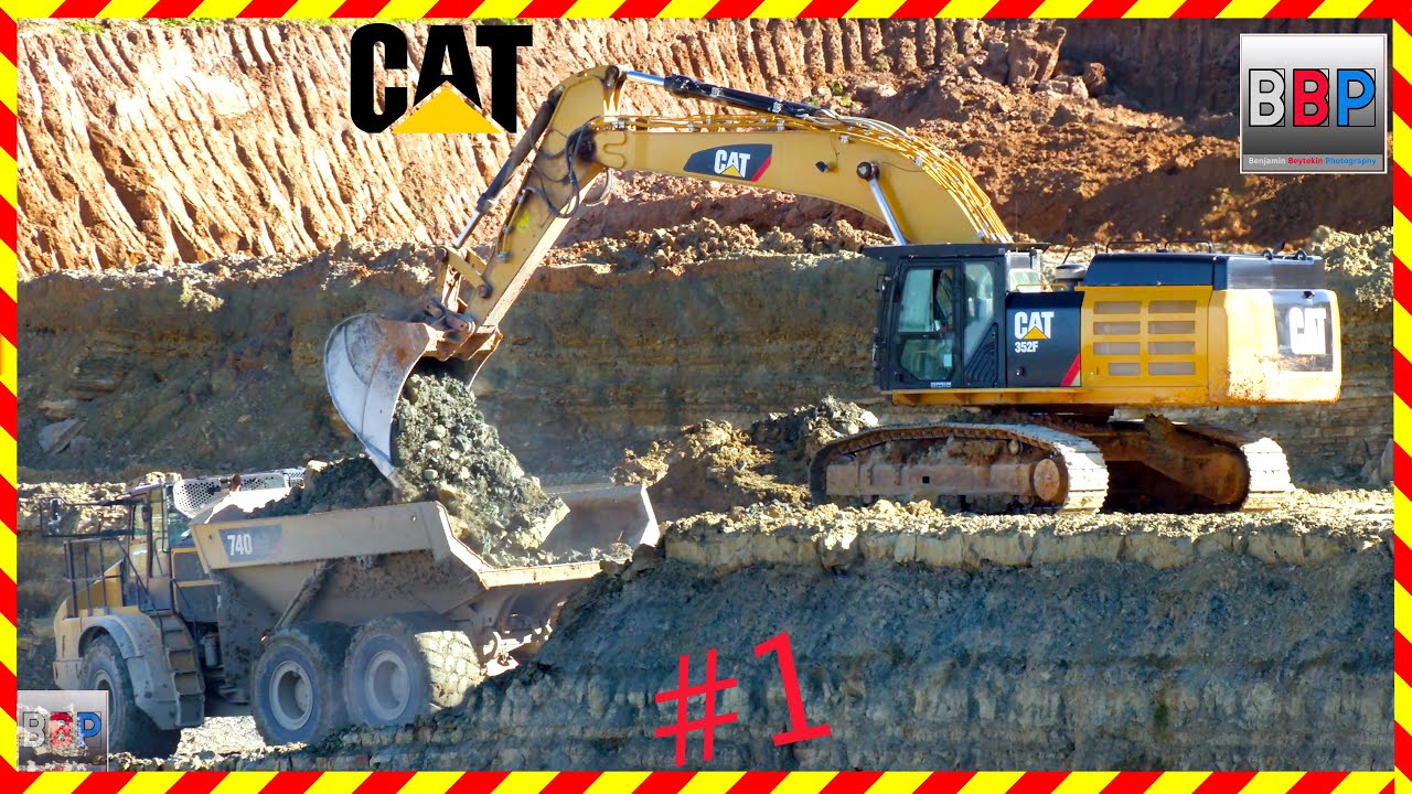 CAT 352F, 735C, 740 - Einsatz im Steinbruch, 2023. #1 - YouTube