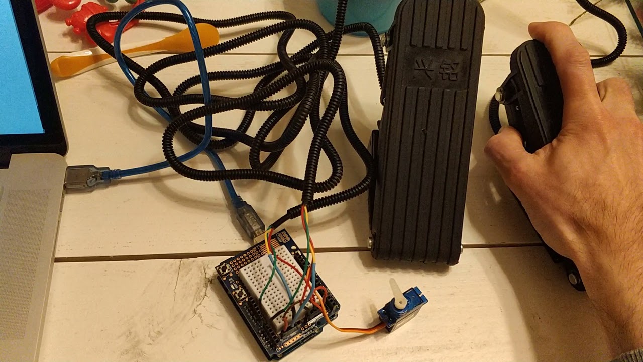 Throttle and brake pedal to one pwm output. - YouTube