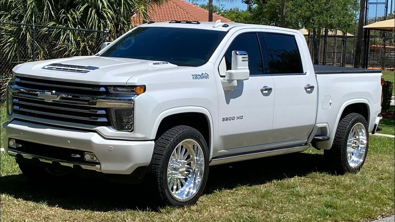 Paint Matched 2022 Silverado 2500 High Country Leveled on 24” Wheels 36 ...