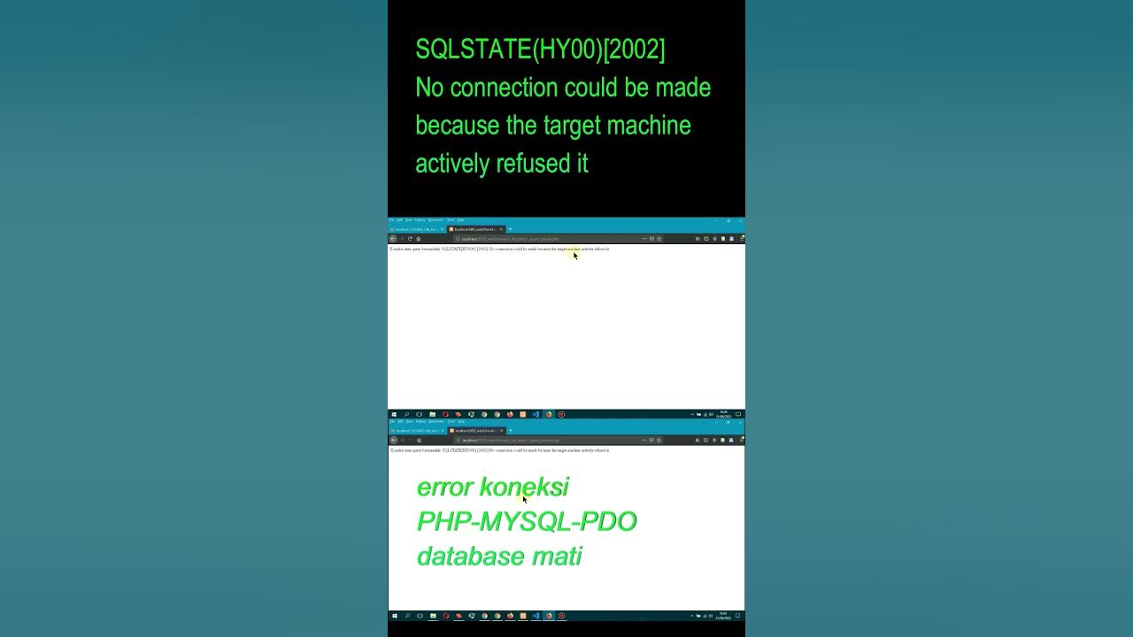 Koneksi PHP MYSQL PDO No connection could be made because the target machine actively refused it ...