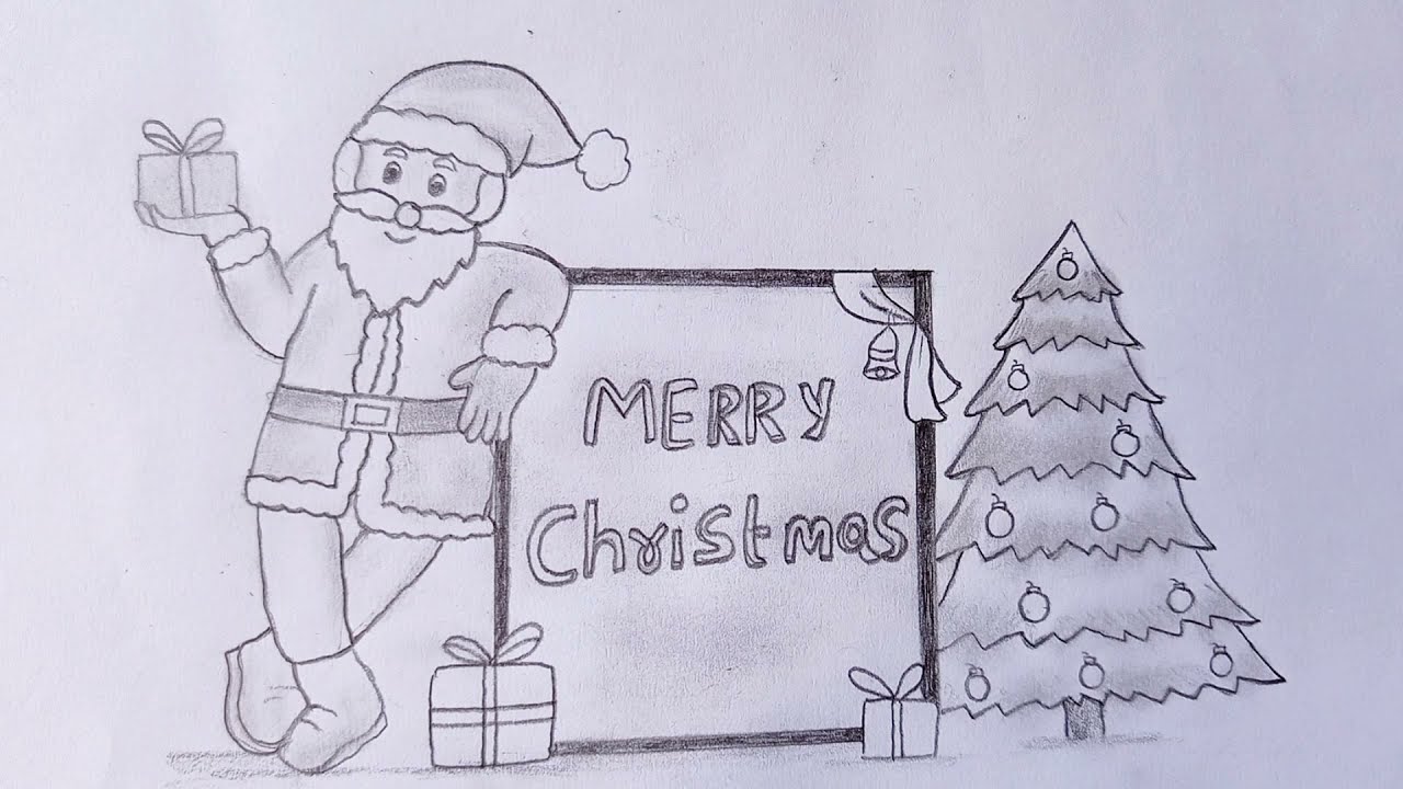 How to draw santa claus and christmas tree easy || @drawingkolors36 ...