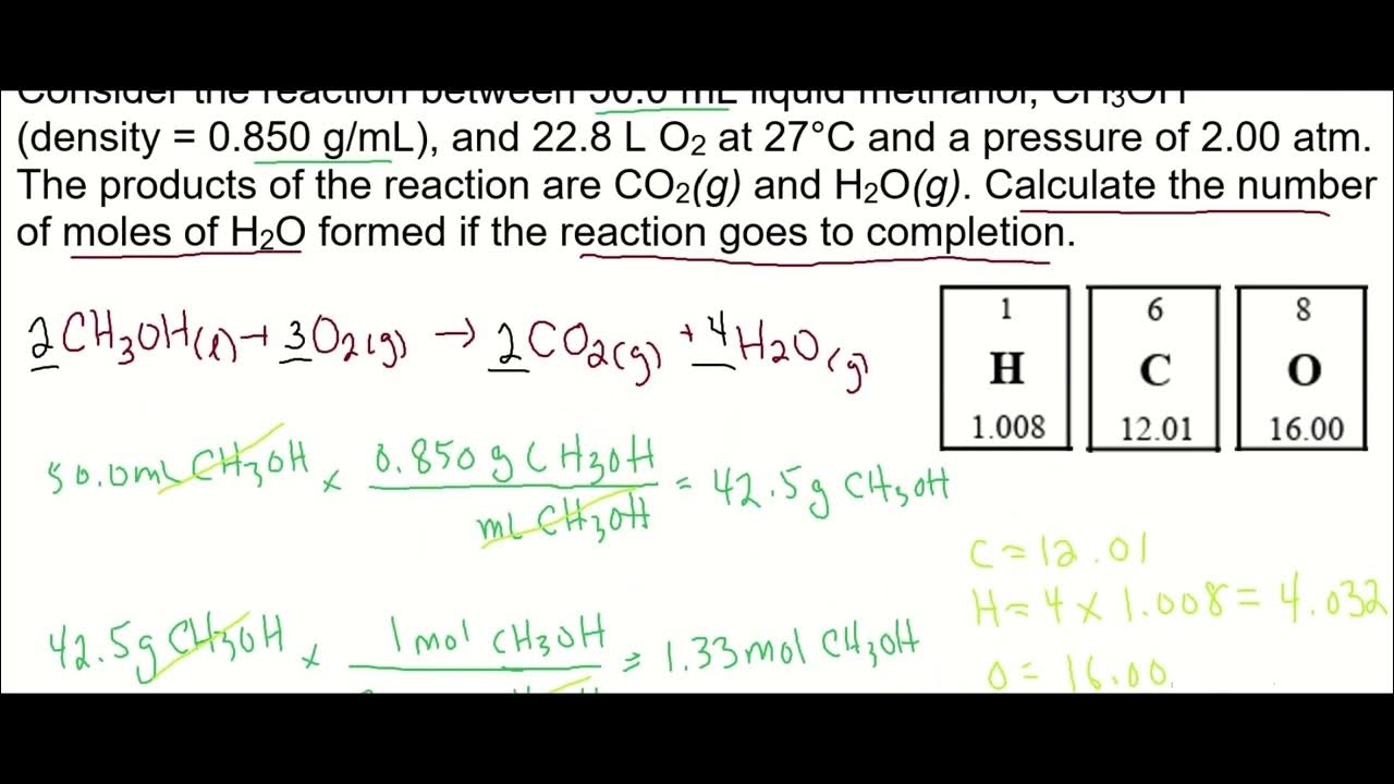 79. Gas Stoichiometry using the Ideal Gas Law, Density, Molar Mass ...