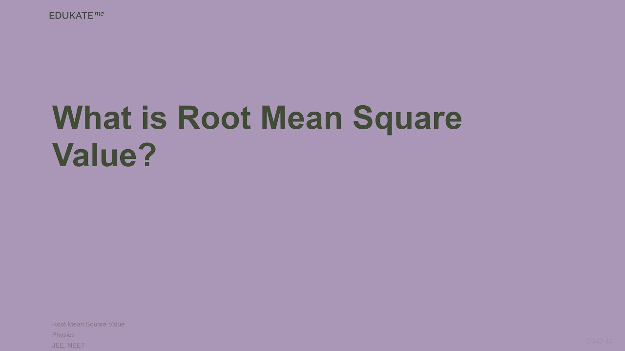 What is Root Mean Square Value? - YouTube
