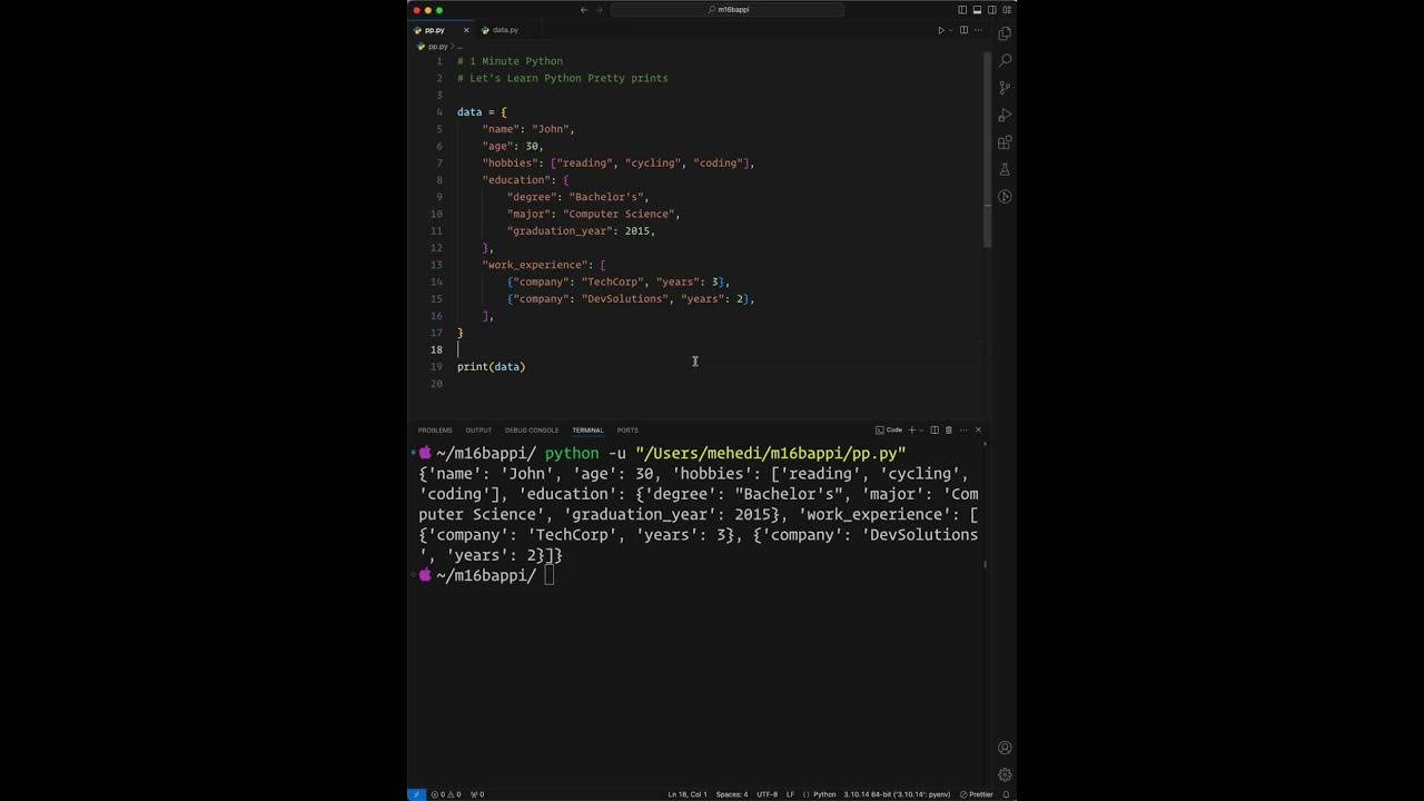 Python Pretty Print | 1 Minute Python | Python Bangla - YouTube