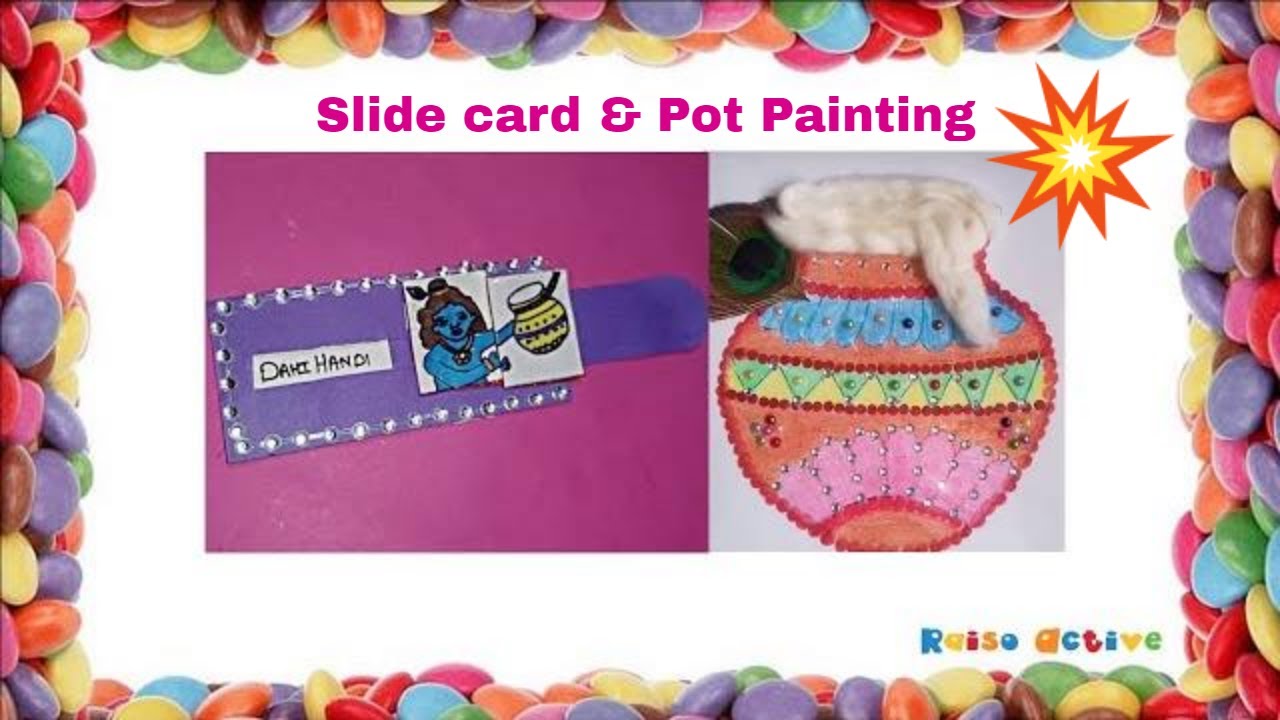 Easy Janmashtami decoration at home, Matki Drawing & Dahi Handi Slide ...