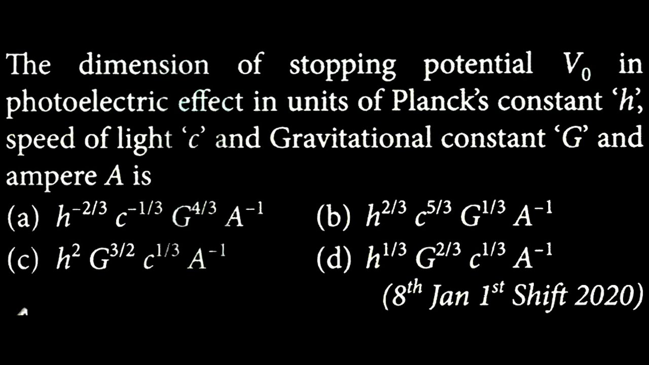 The dimension of stopping potential Vo in 0 photoelectric effect in ...