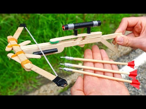 how to make crossbow with popsicle stick || make at home - YouTube