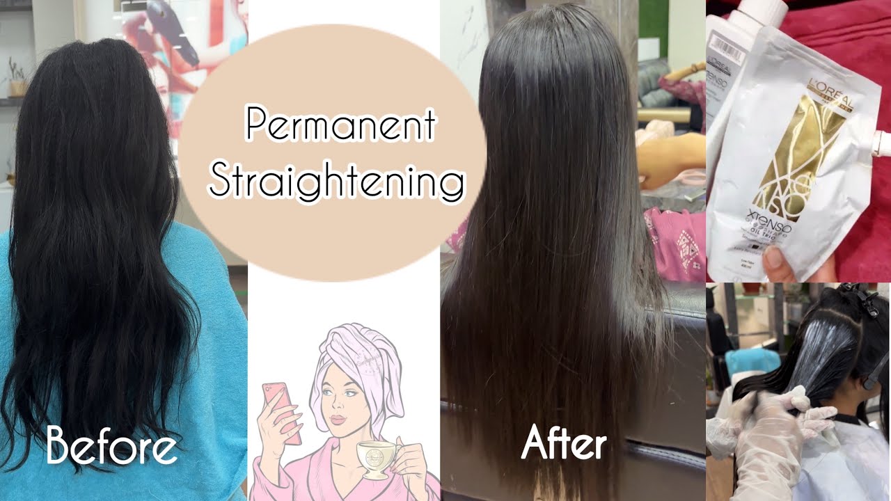 Permanent hair straightening 🩷 - YouTube