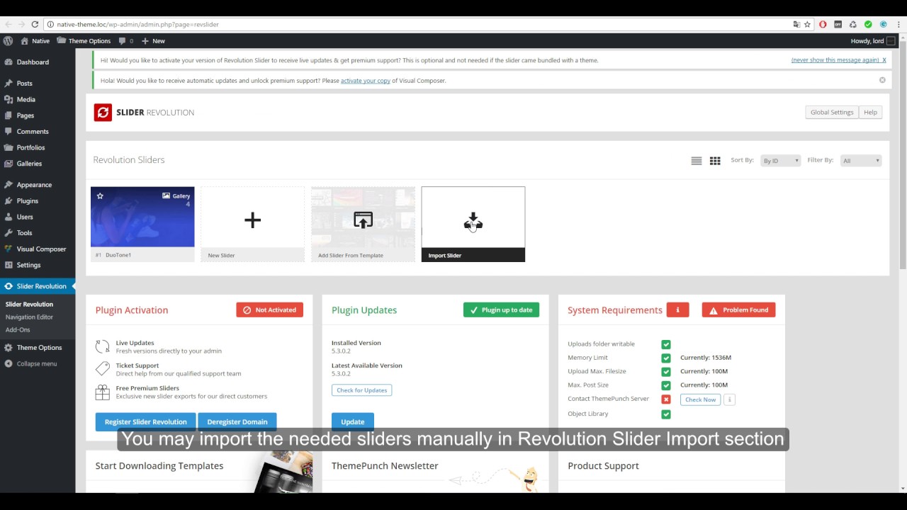 Native theme. WordPress importer demo installation - YouTube