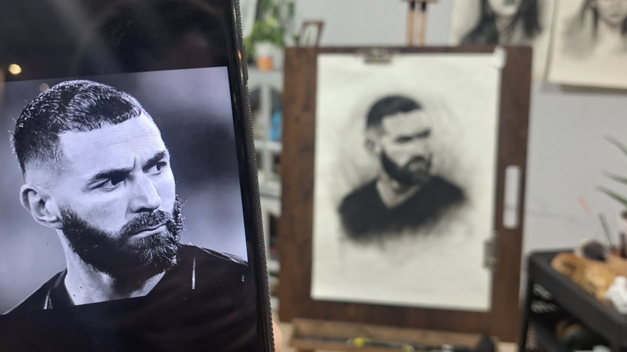 Drawing the face football player Karim Benzema - YouTube