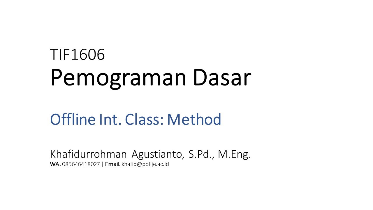 Offline Class: Basic Programming - YouTube