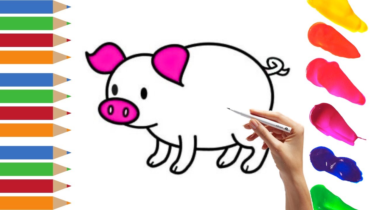 How to draw a Pig Step by Step | Easy Cartoon Drawing Tutorial | Pig ...