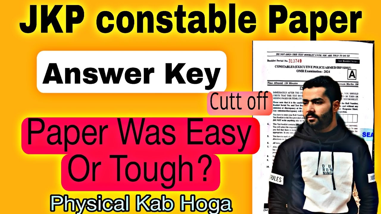 JKP Constable Today Paper Answer Key | cut off | Paper analysis| safe ...
