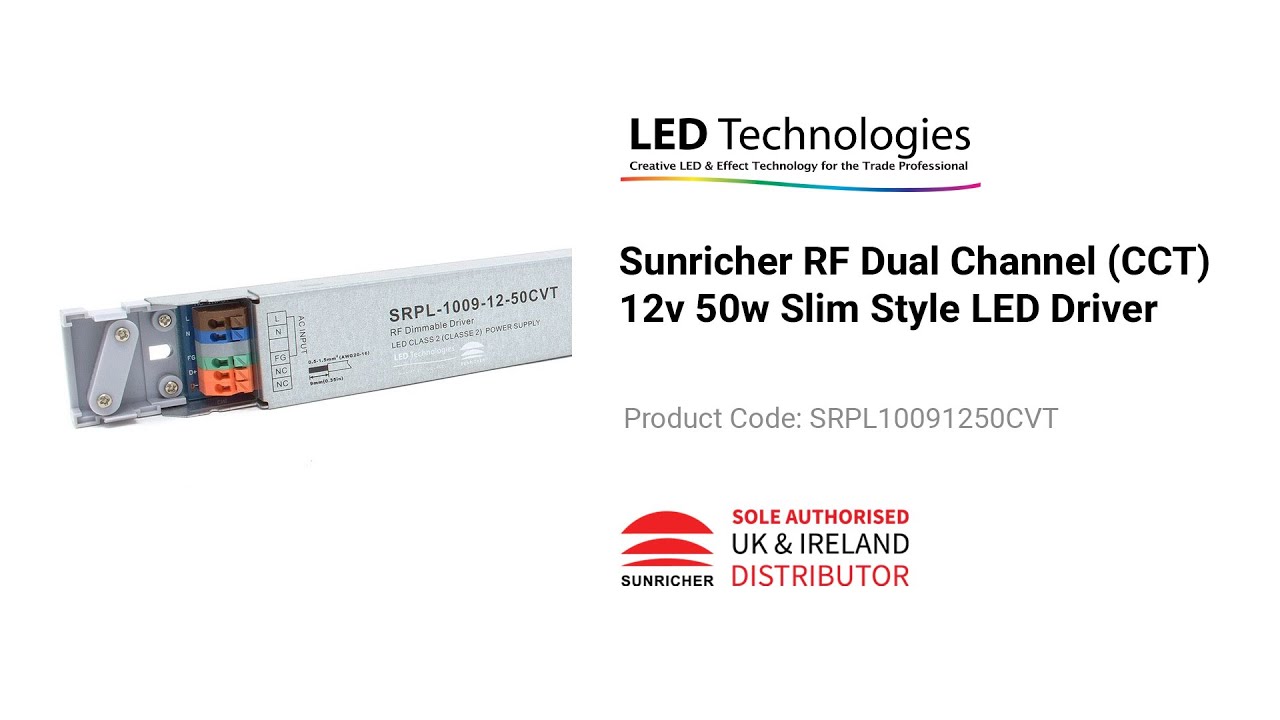 Sunricher RF Dual Channel (CCT) 12v 50w Slim Style LED Driver - YouTube