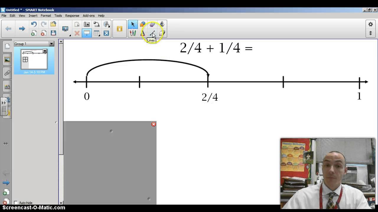Adding Fractions - Number Line & Pictorial Model - YouTube
