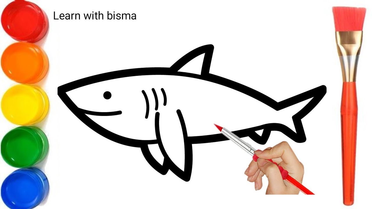 How to Draw daddy shark drawing, Painting and Coloring for Kids ...