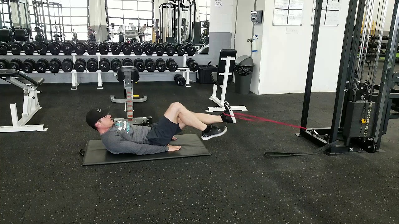 Single leg reverse crunch / knee pull - band resisted - YouTube