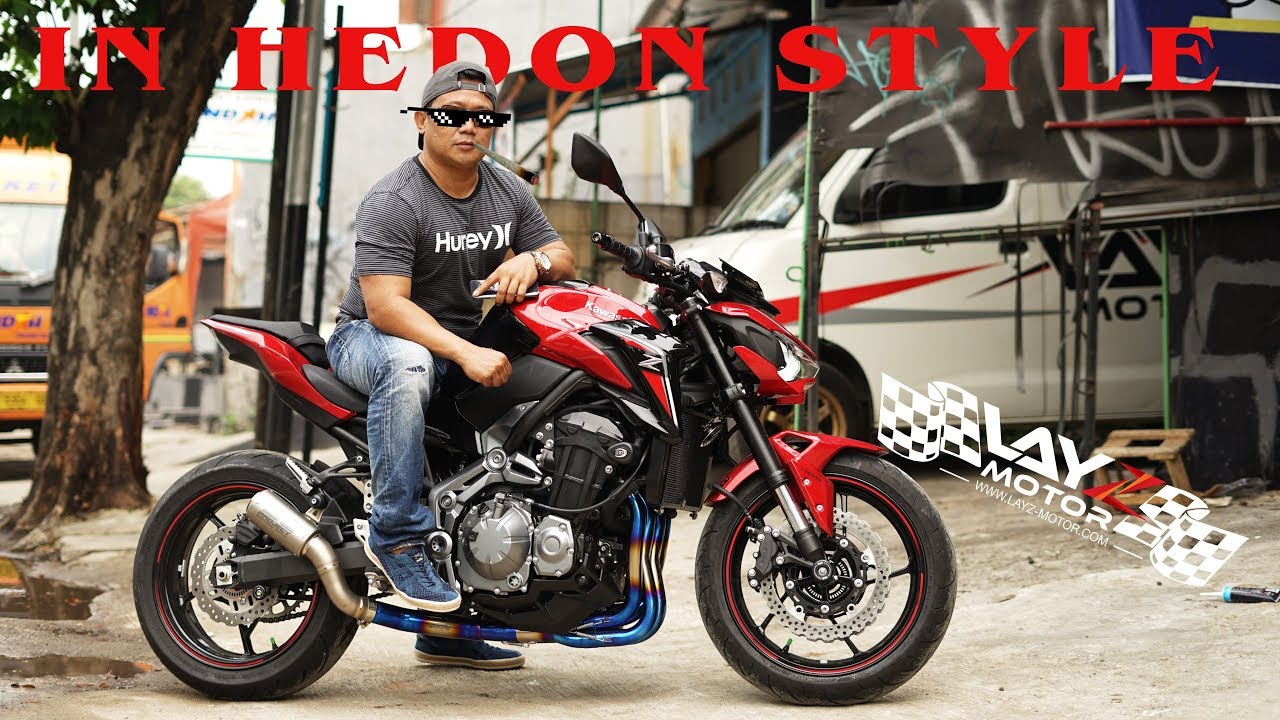 KAWASAKI Z900 IN HEDON STYLE! | FULL SYSTEM PIPE TITANIUM BLUE SC ...