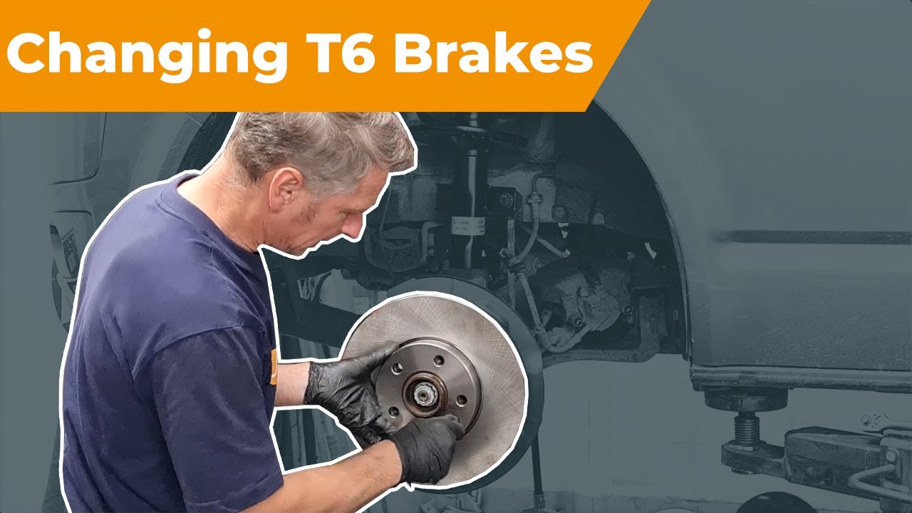 How to replace the front brake discs on a T6 - YouTube